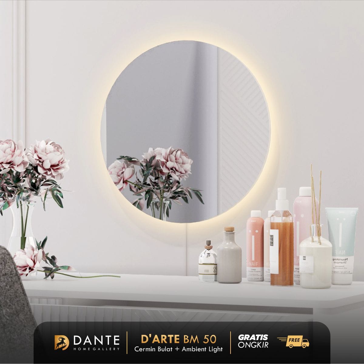 Dante Cermin Dinding LED – D’ARTE BM 50 - Cubic Home Living
