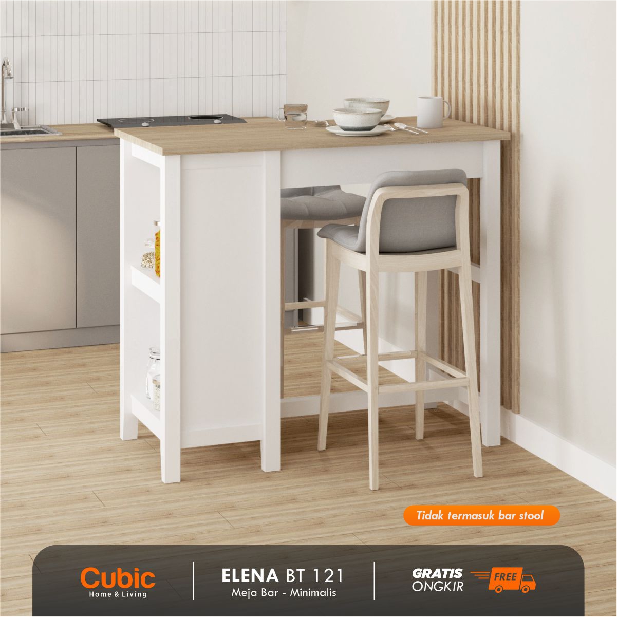 Cubic Meja Makan Tinggi Bar Table – ELENA BT 121 - Cubic Home Living
