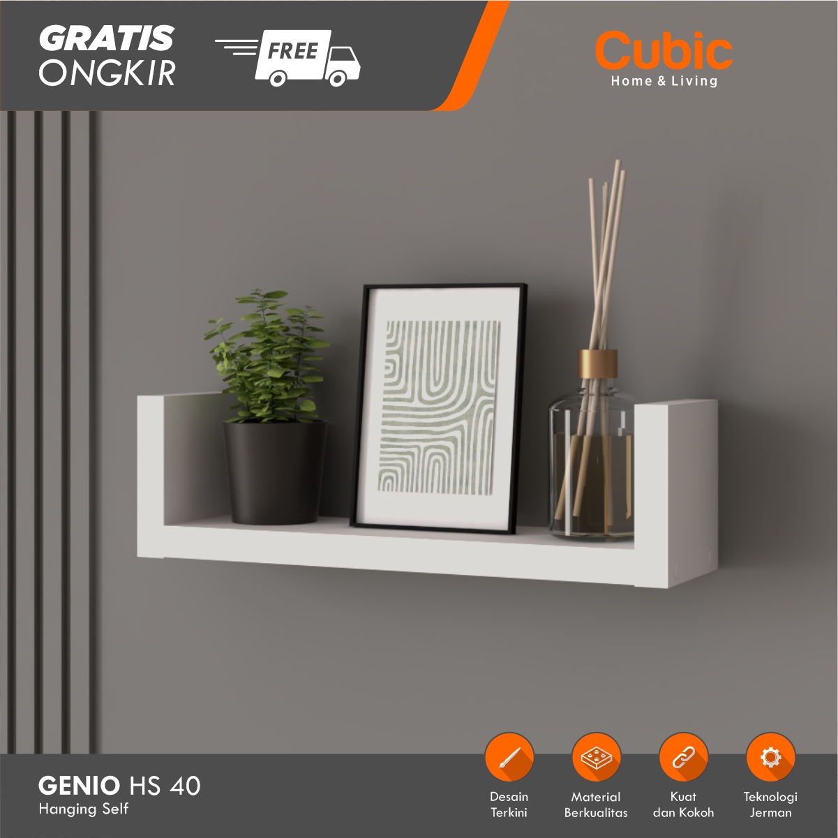 Cubic Rak Gantung Dinding – GENIO HS 40 - Cubic Home Living
